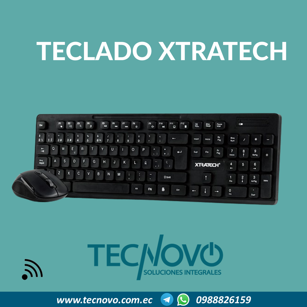 Teclado + Mouse COMBO XTRATECH XT-KB277 Inalámbrico | TECNOVO SOLUCIONES INTEGRALES